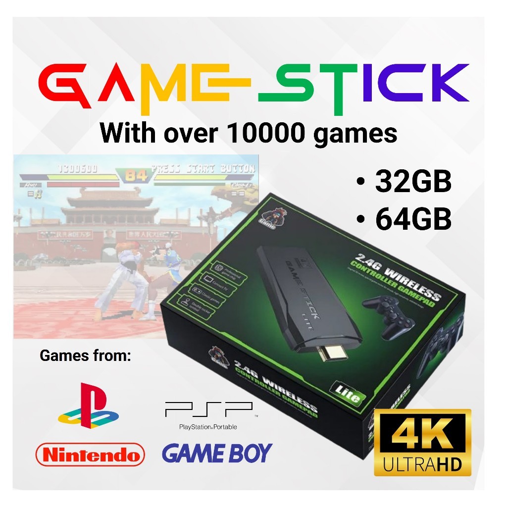 Over 10000 Multiplayer Games with 4K Game Stick with two 2.4G Wireless ...