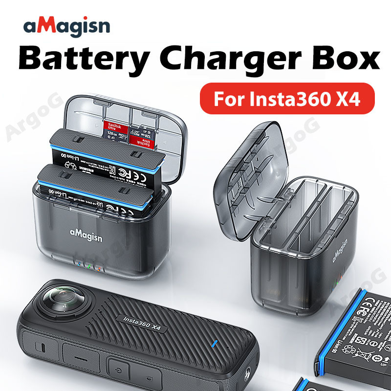 aMagisn Smart Battery Charger Box for Insta360 X4 Portable 2 Channel ...