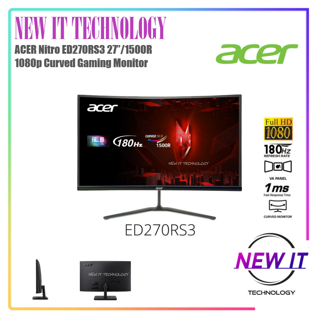 ACER Nitro ED270RS3 ED270R S3 FULL HD & ED270US3 WQHD Curved Gaming ...