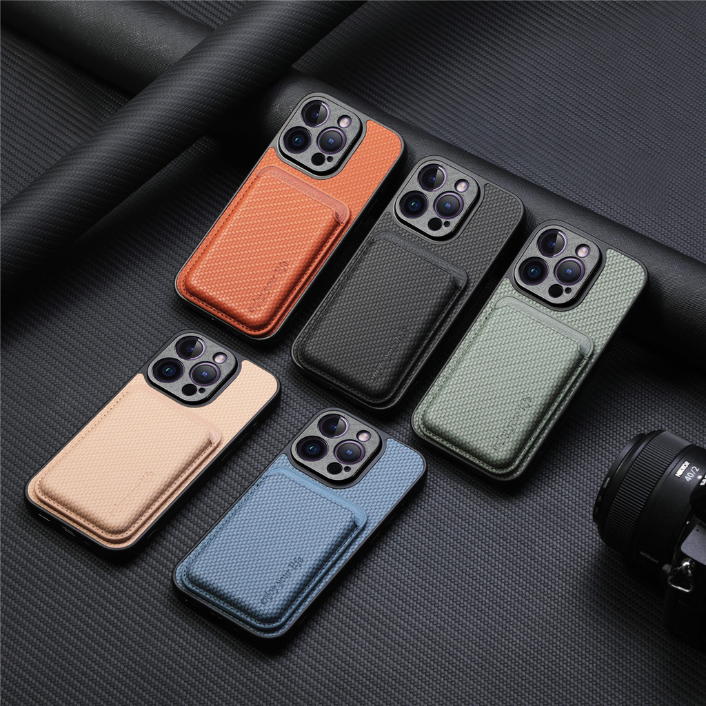 2 In 1 Carbon Fiber Magnetic Wallet & Macsafe Case for IPhone 14 13 11 ...