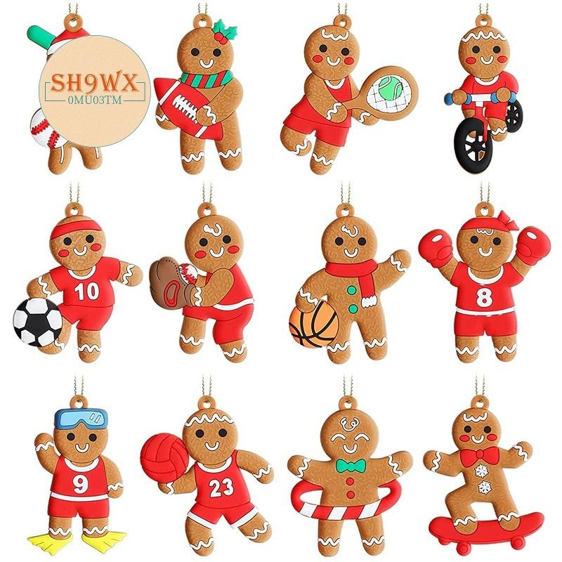 12 Pieces Christmas Gingerbread Man Ornaments Sports Gingerbread Man ...