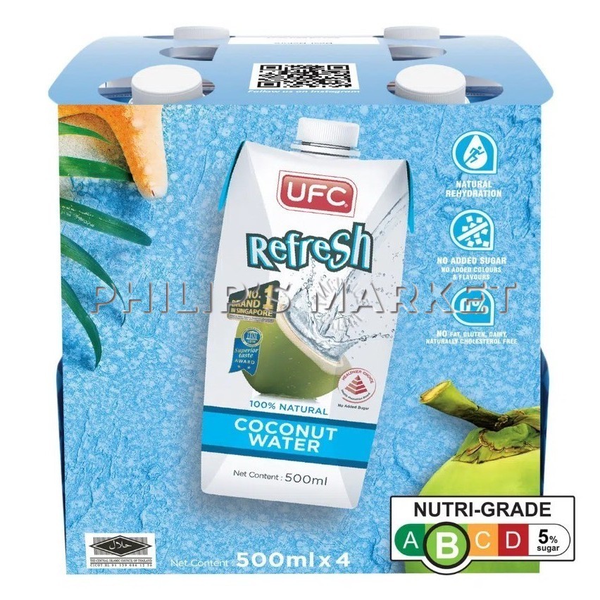 UFC Refresh Coconut Water 4x 500ml | Shopee Singapore