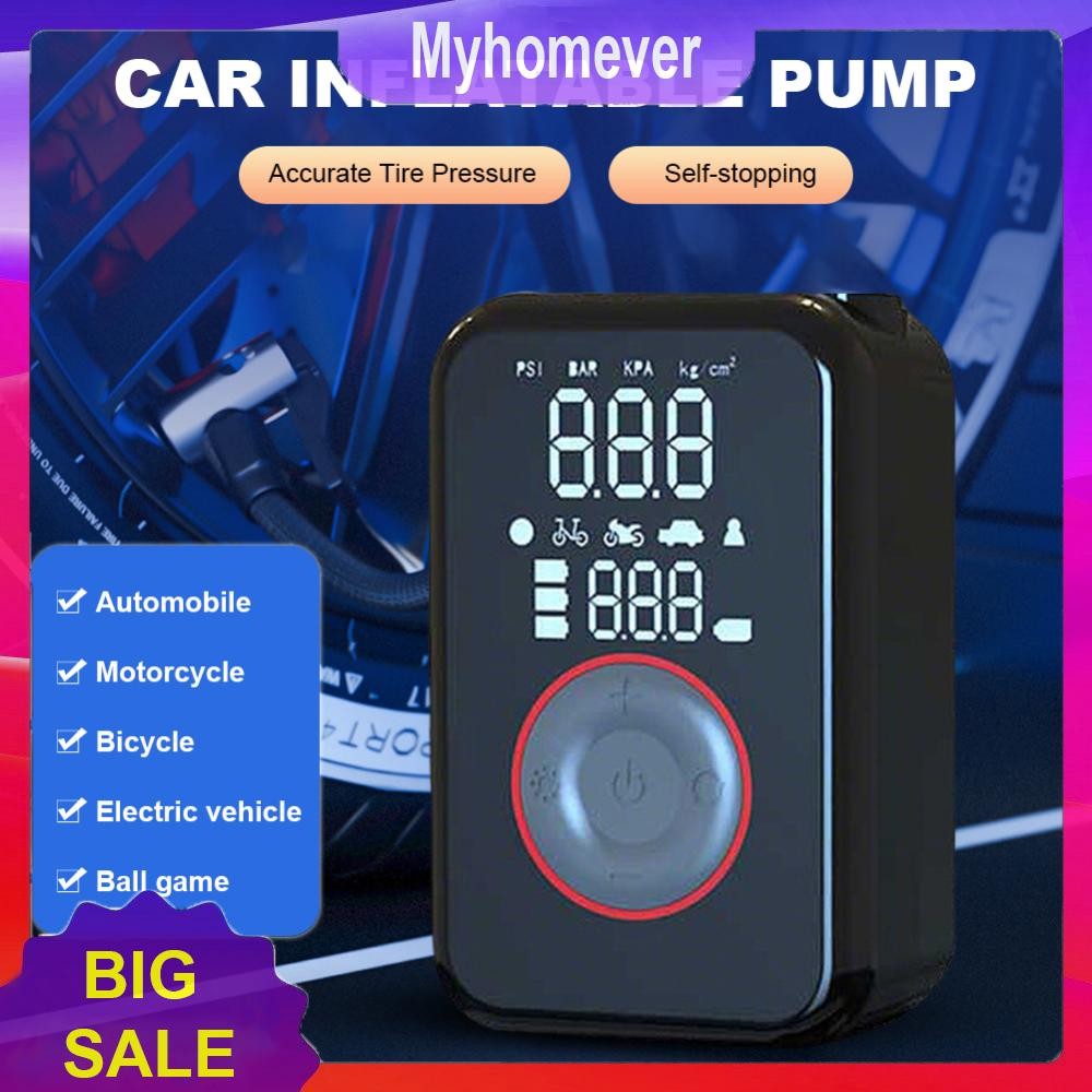 Electric Car Inflation Pump Rechargeable Lighting Power Bank Digital ...
