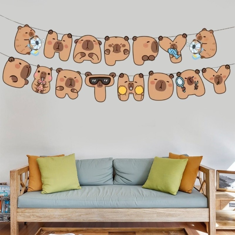 Capybara Birthday Banner Capybara Party Theme Supply Flag Pennant ...