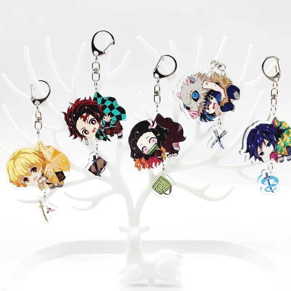 Demon Slayer Keychain Anime Cartoon Key Ring Tanjirou Kamado Nezuko ...