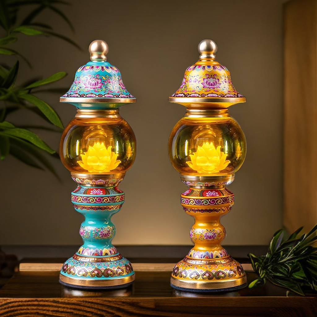 New Enamel LEDLotus Lamp Buddha Light Pilot Lamp Dual-Purpose Charging ...