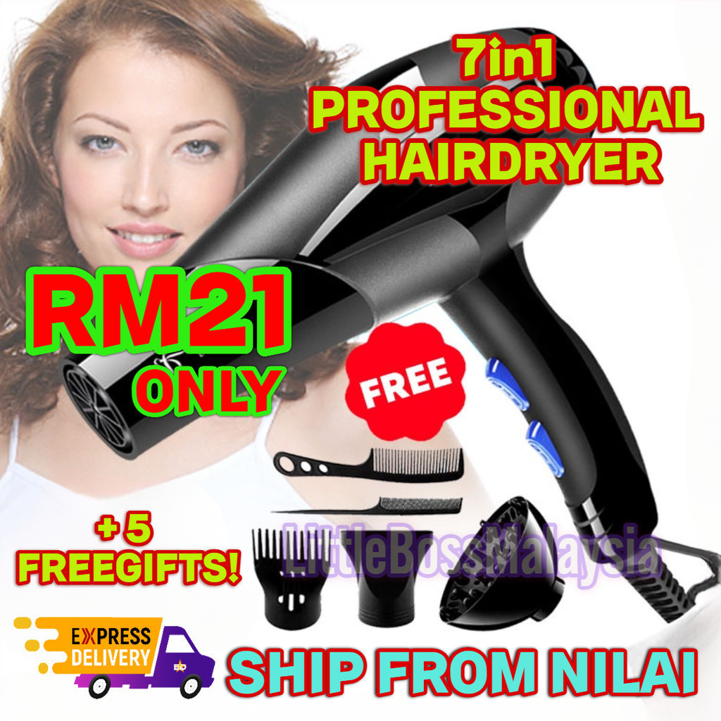 🔥𝑭𝑹𝑬𝑬 5 𝑮𝑰𝑭𝑻!🔥2 Pin Plug 2200W Deliya Professional Ionic Strong Wind ...