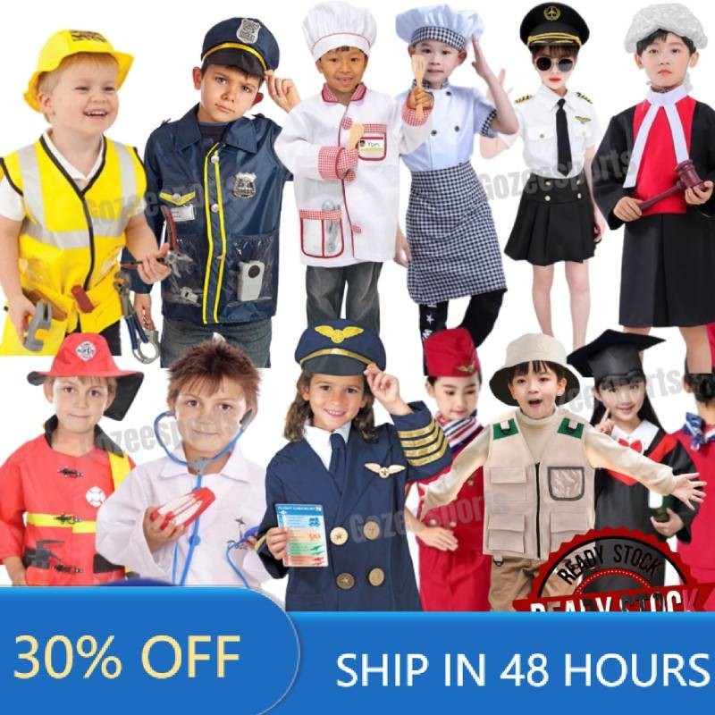 Costume Occupation Kids Unisex Free Size Doctor, Worker, Nurse, Air ...