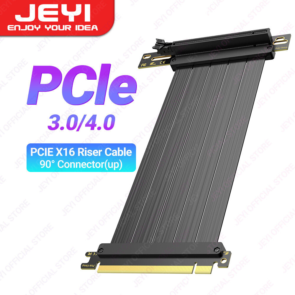 JEYI PCIE 4.0 Riser Cable 90 Degree, PCIe 3.0/4.0 x16 Extension Cable ...