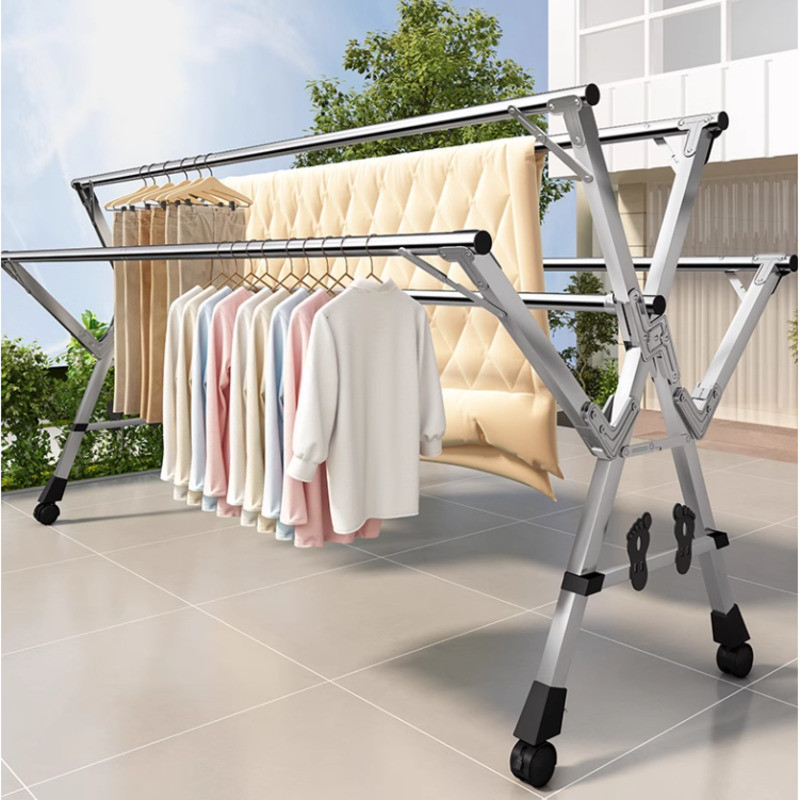 Luxe Foldable Retractable Stainless Steel Clothes Hanger Drying Rack ...