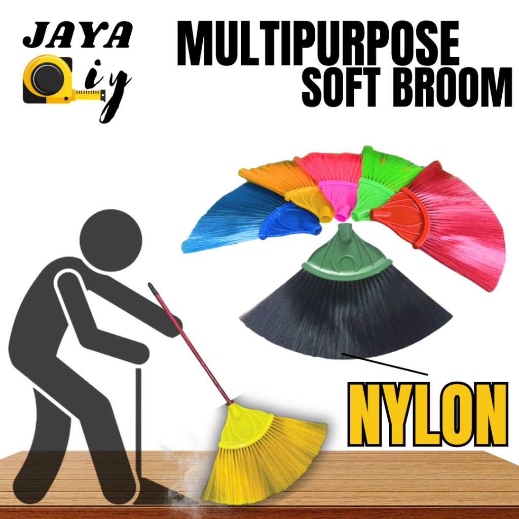 MUTLTIPURPOSE Nylon Soft Broom With Handle/ Plastic Soft Broom / Broom ...