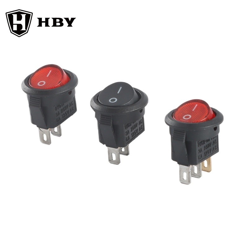 Small Round Switch KCD11 2 Pin 2 Gear 3 Pin 2 Gear 3A 250V Rocker Type ...