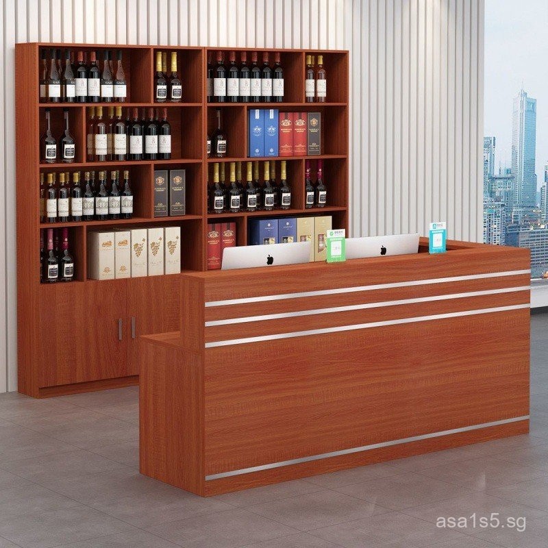 Restaurant Bar Counter with Corner Cash Register Floor Wine Cabinet ...