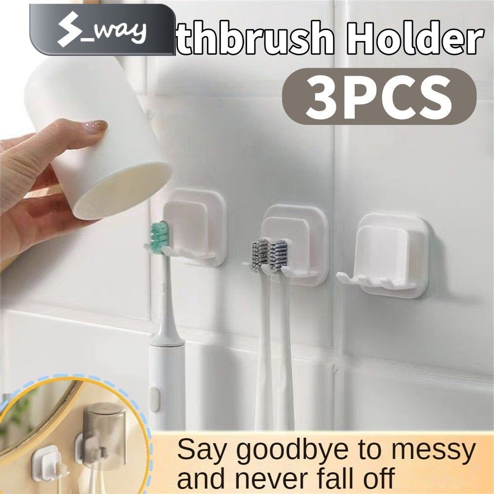 3Pcs Toothbrush Holder Punch-Free Storage Rack Washing Toothbrush ...