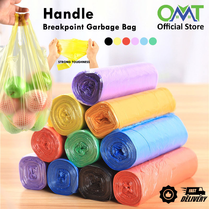 Garbage Bag Handle Disposable Trash Bags Waste Bin Rubbish Bags 100pcs ...