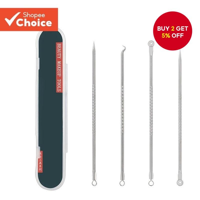 4Pcs Blackhead Tool Pimple Acne Blemish Extractor Stainless Steel ...