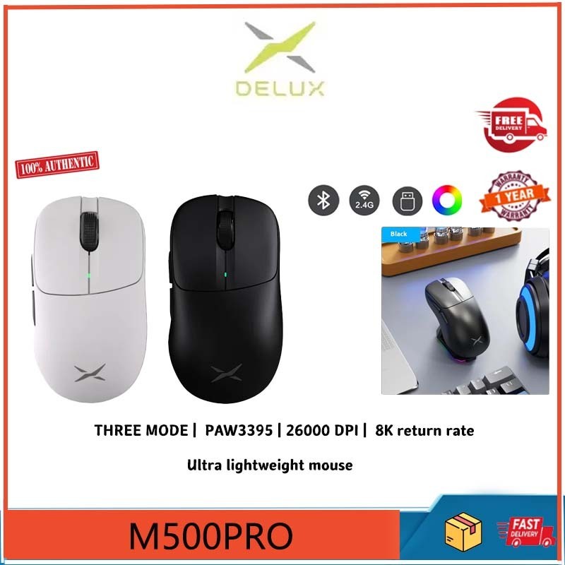 Delux M500 Pro wireless mouse, three mode device, Bluetooth, 8K, return ...