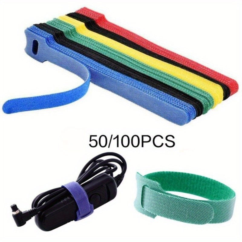 50/100pcs Velcro Cable Organizer, Cable Holder Reusable Cable Straps ...