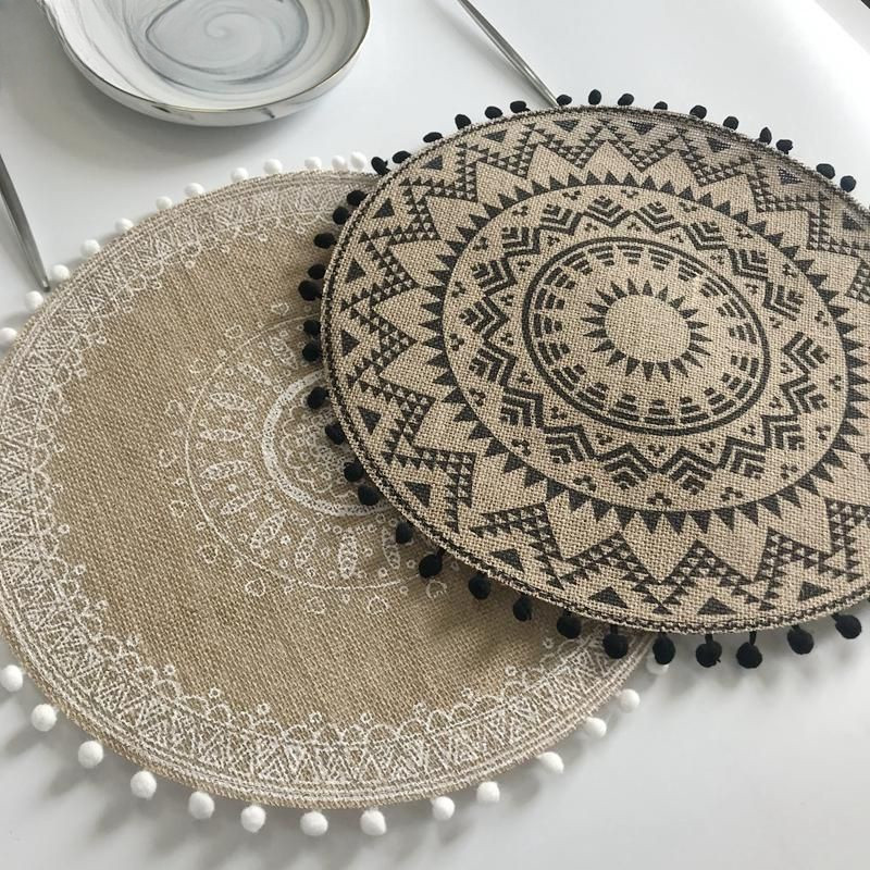 Nordic Natural Macrame Placemats Simple Woven Round Coffee Cup Mat Home ...