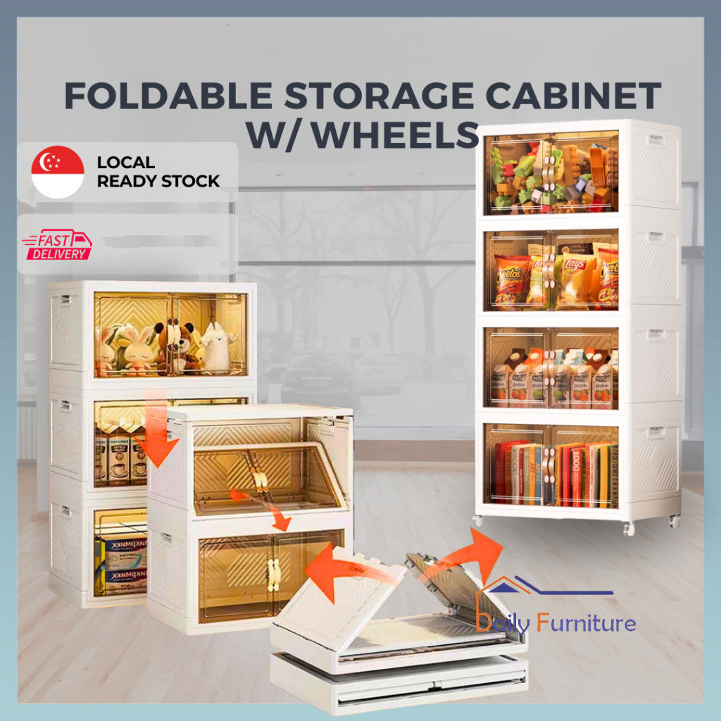 Foldable Folding Cabinet Wardrobe with Wheels | Collapsible Drawer ...