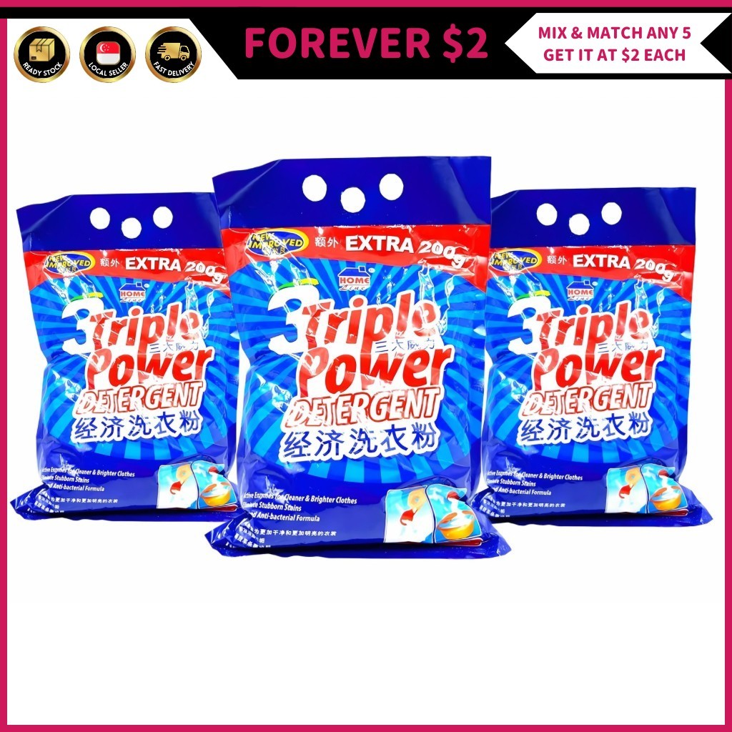 (FOREVER $2) Triple Power Detergent 850g Wash Off Stains Anti Bacterial ...