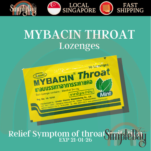 ⭐Local SG⭐Mybacin Lozenges Mint Flavour Relief Sore Throat (10 Tablets) Thai sore throat remedy ...