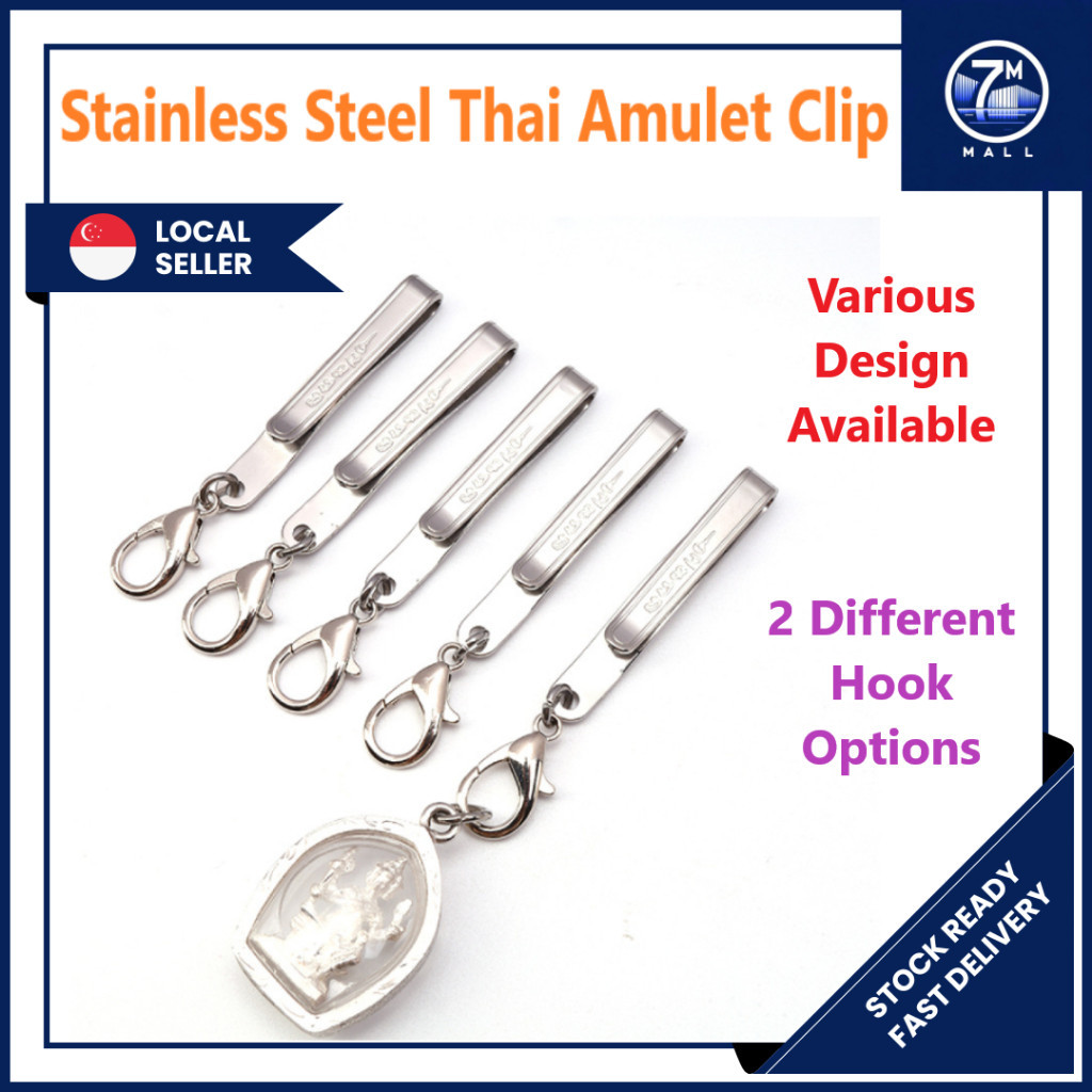 🇸🇬 Stainless Steel Thai Amulet Clip | Thailand Buddha Monk Pendant ...