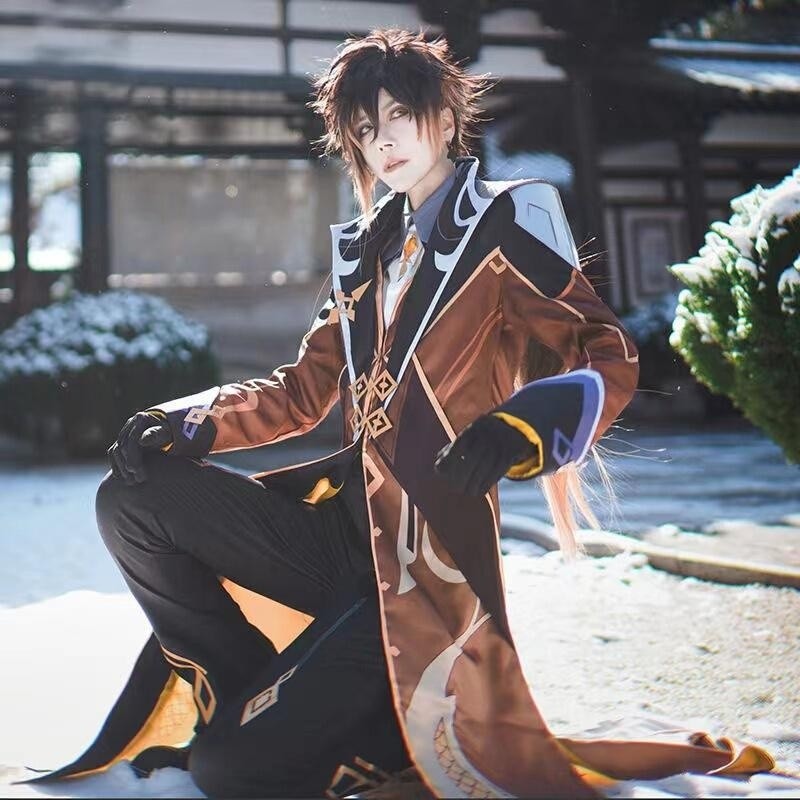 Yuanshen Zhongli cos Clothing Full Set Uniform Anime Game Suit cosplay ...