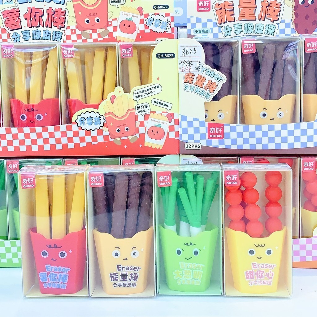 SCHOOL ERASER IN THE SHAPE Kentang PENCIL ERASER/ CUTE FRENCH FRIES IN ...