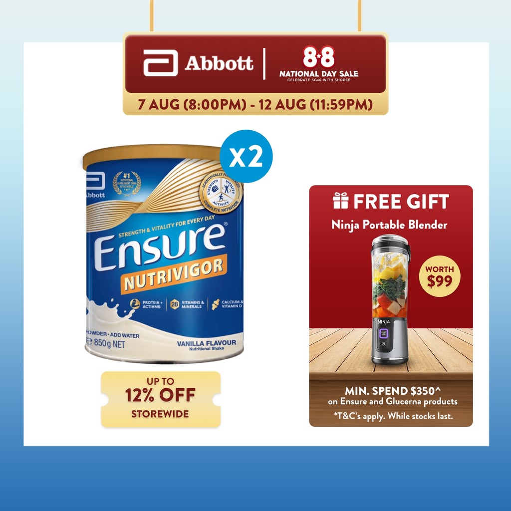 [Bundle of 2] Ensure Nutrivigor Powder Adult Nutrition - Vanilla 850g | Shopee Singapore