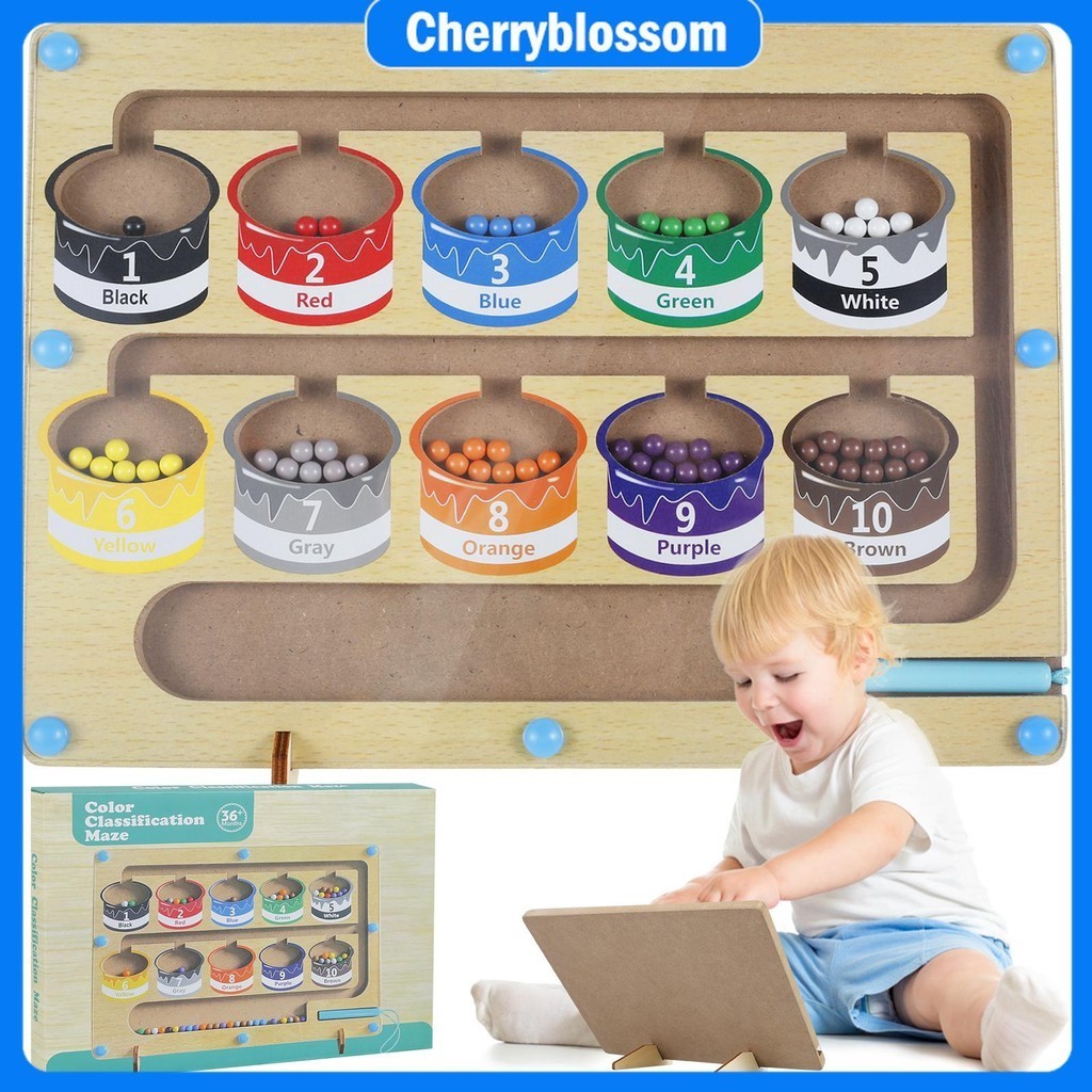 Magnetic Color Sorting Board Montessori Wooden Color and Number Maze ...