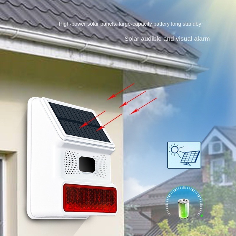 433mhz Strobe Solar Siren Outdoor Wireless Burglar Home Alarm System ...