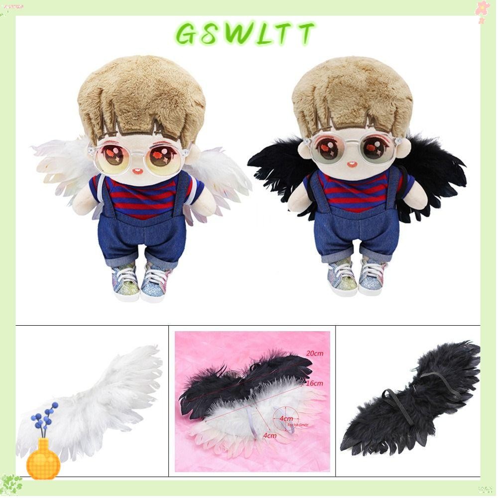 GSWLTT Labubu Angel Wing, White Black Mini Plush Labubu Doll Wing ...