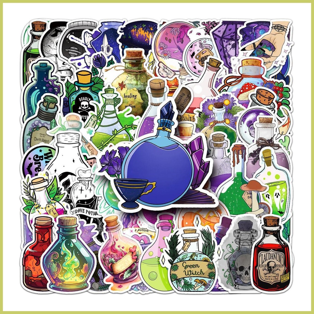 Halloween Potion Bottle Stickers 50X Halloween Potion Decals Waterproof ...