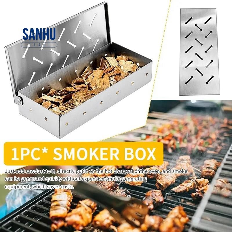 Smoker Box BBQ Smoker Box Wood Chips for Indoor Outdoor Charcoal Gas ...