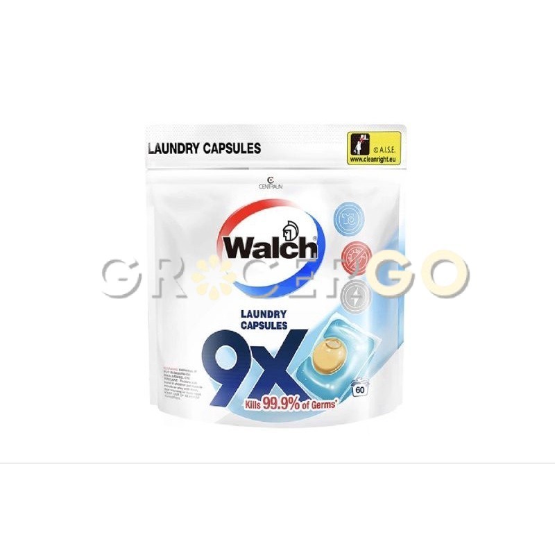 WALCH 9X Antibacterial Laundry Capsule Refill Pack 60pacs | Shopee ...