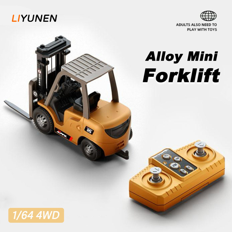 1/64 Alloy Mini RC Forklift Remote Engineering Vehicle Tabletop Toys ...