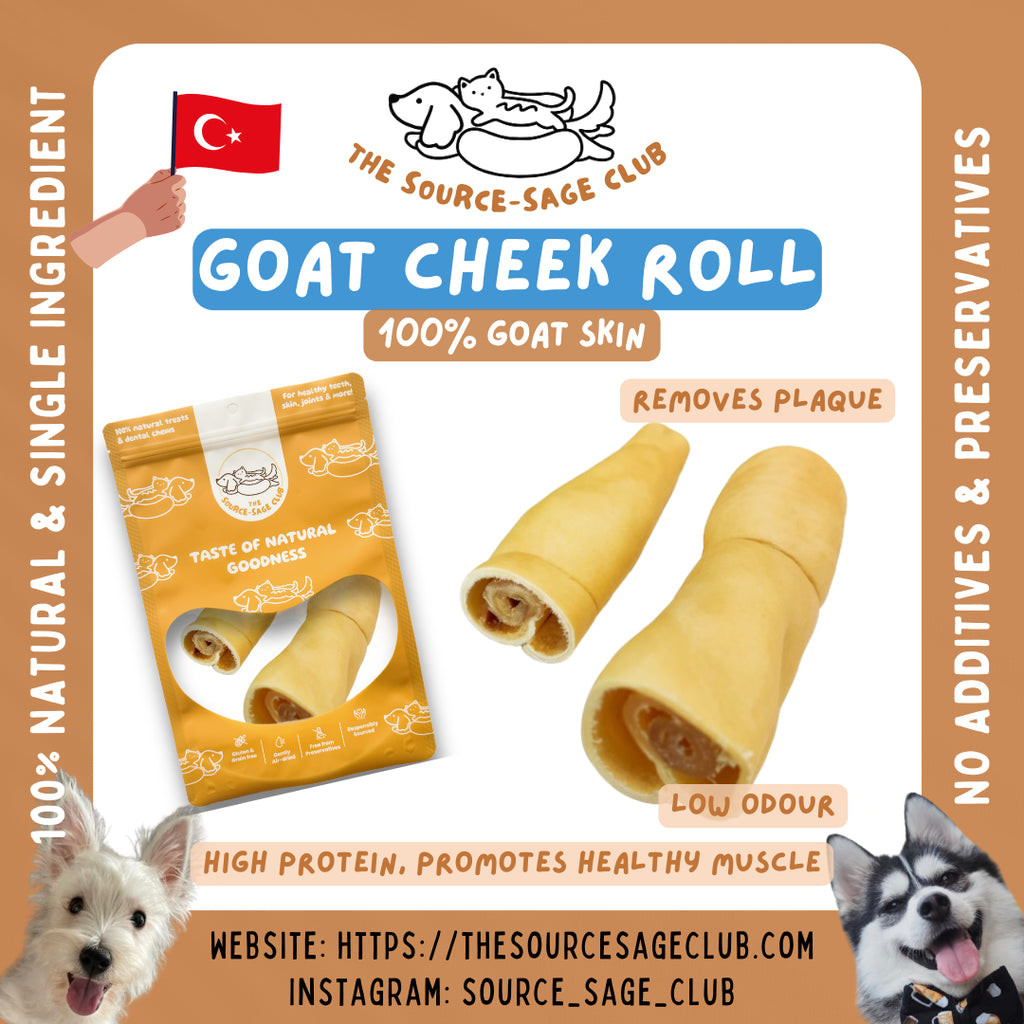 Air Dried Goat Skin Roll (single ingredient dog treats, dog dental chew ...