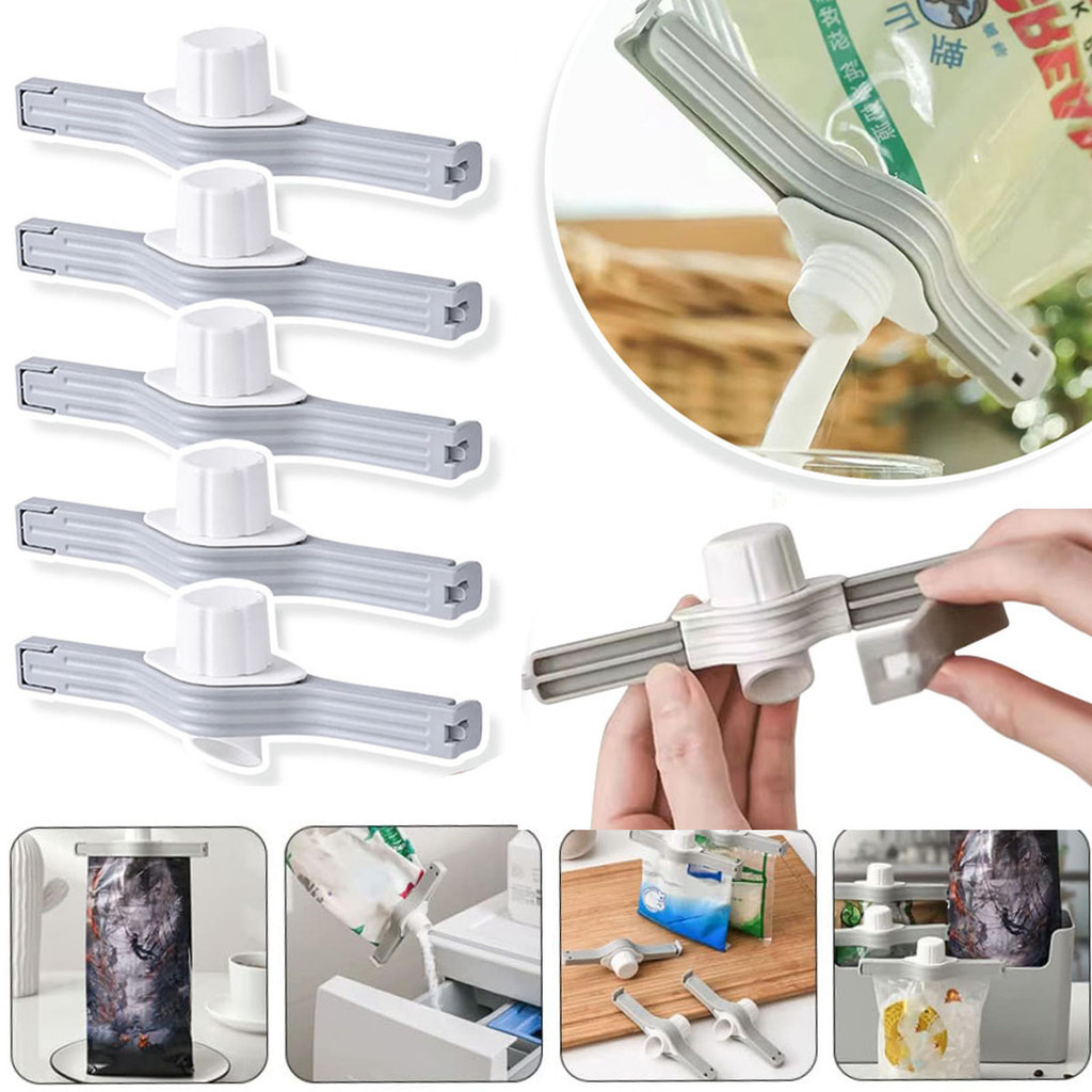5pcs Food Storage Bag Sealing Clips Plastic Cap Sealer Clip With Pour ...