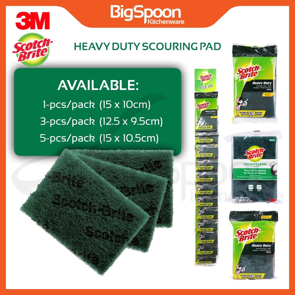 3M SCOTCH-BRITE Single Pack/Multipack Scrubbing Pad Heavy Duty Scouring ...