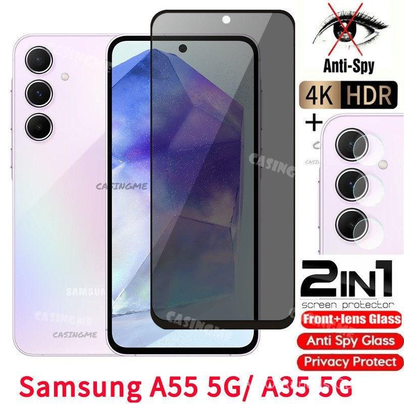 Samsung A35 A55 5G 2024 Private Tempered Glass Anti-Spy Full Cover ...