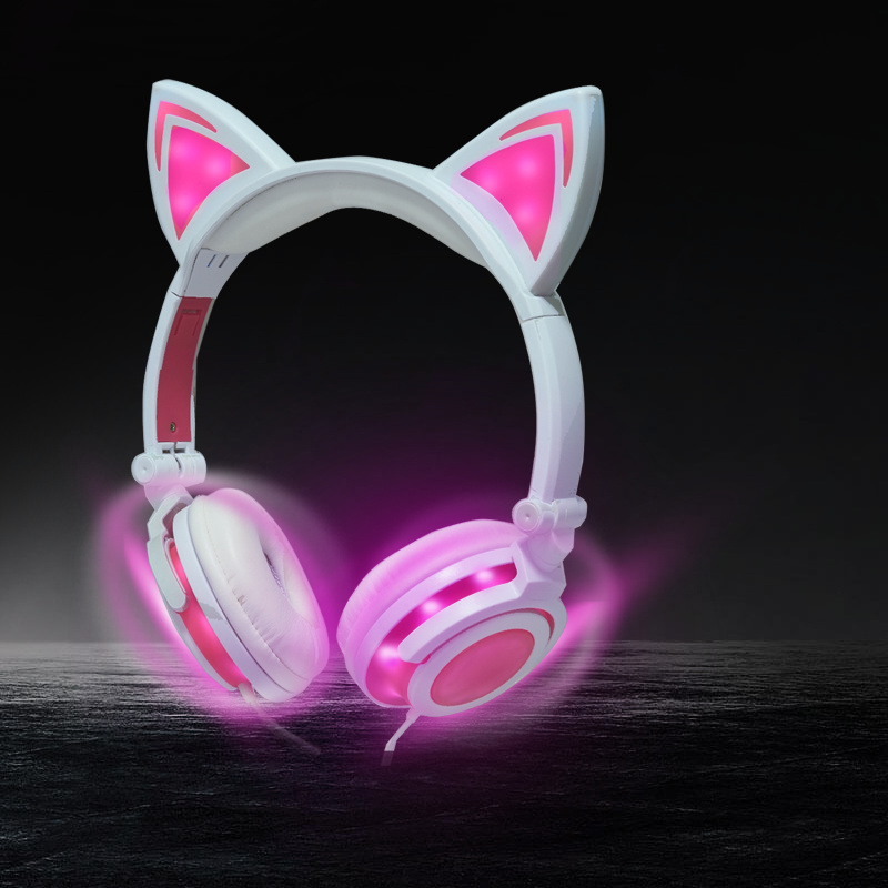 Cool Flash Cute Headset Wired with Mic Anime Headset Live Broadcast ...
