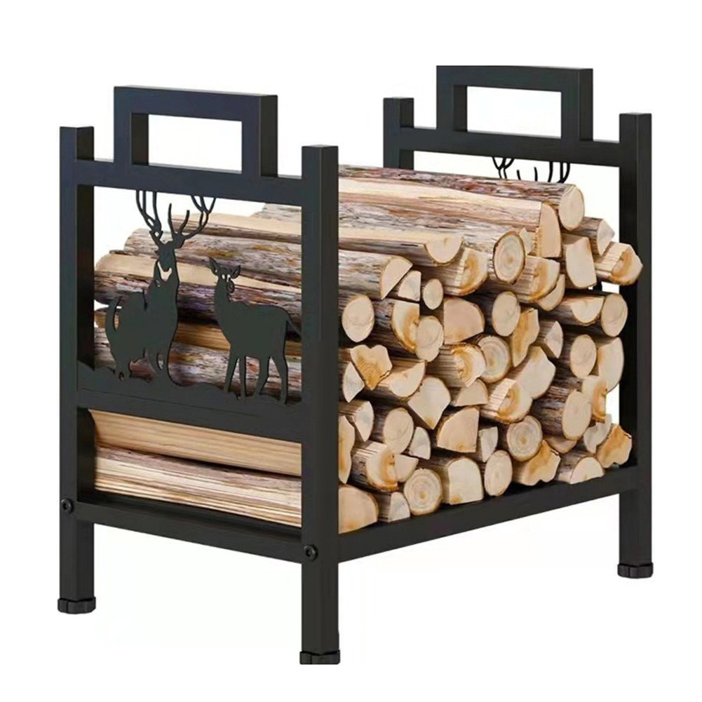 Metal Firewood Log Rack Heavy Duty Fire Wood Racks for Fireplace Deck ...