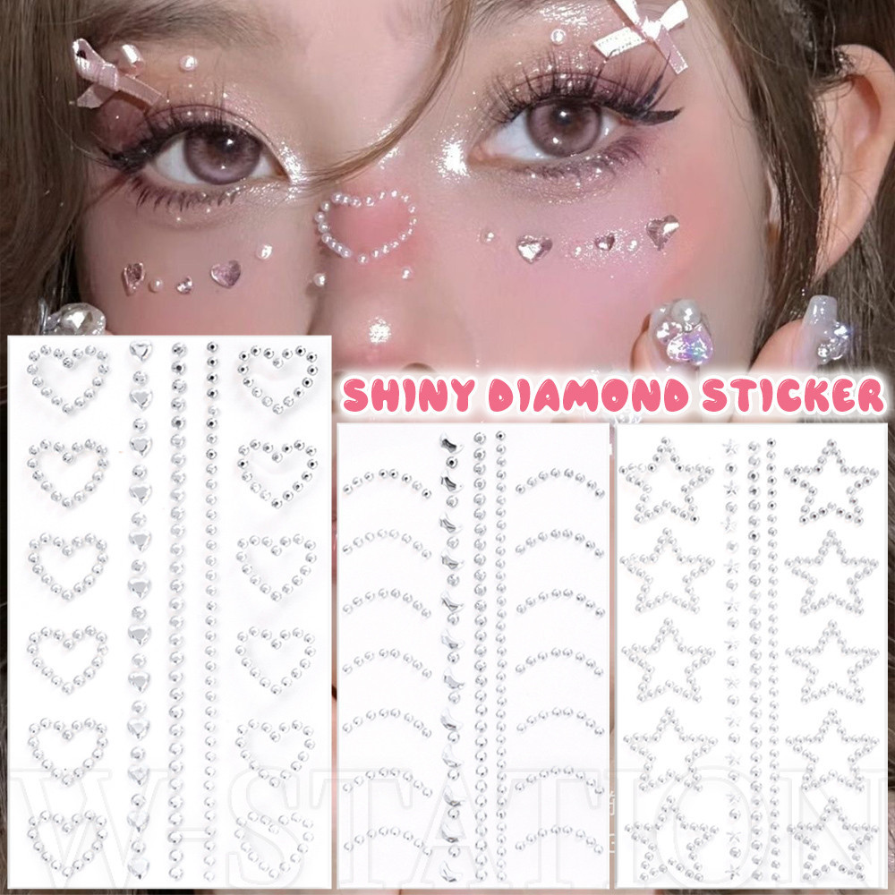 3D Shiny Diamond Face Decoration Sticker - Temporary Glitter Gem ...