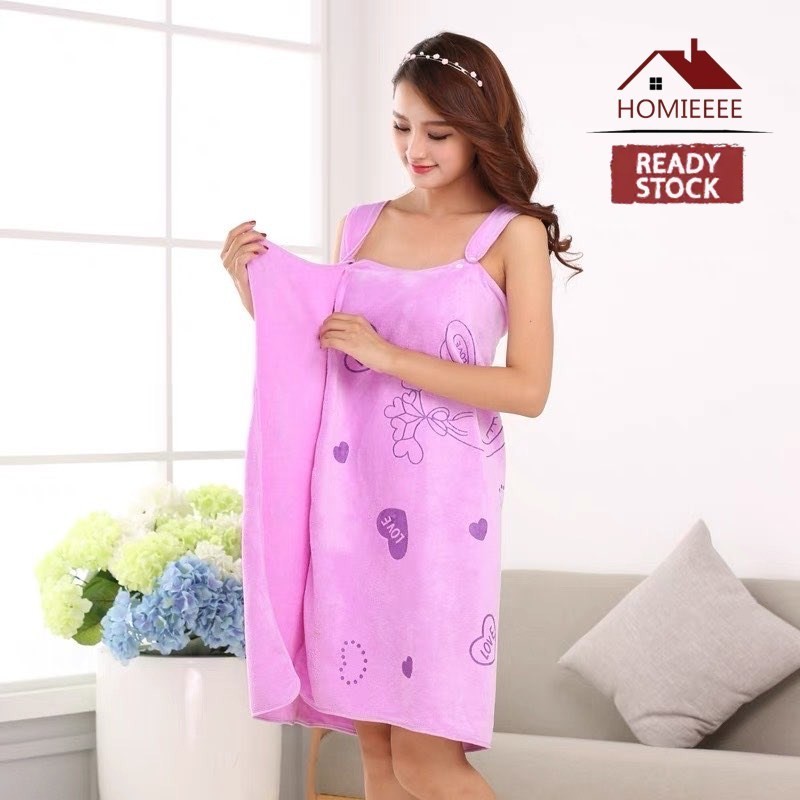 Wearable Shower Towel🔥ready Stock🔥microfibre Bathrobe Fast Drying Women
