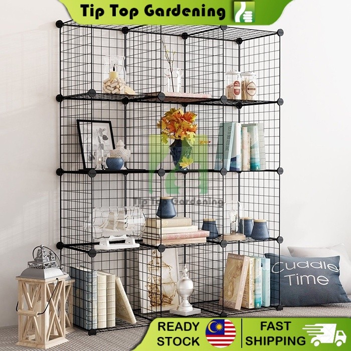 TIPTOP DIY Storage Rack Cube Cabinets Grids Panel Iron Metal Shelf ...