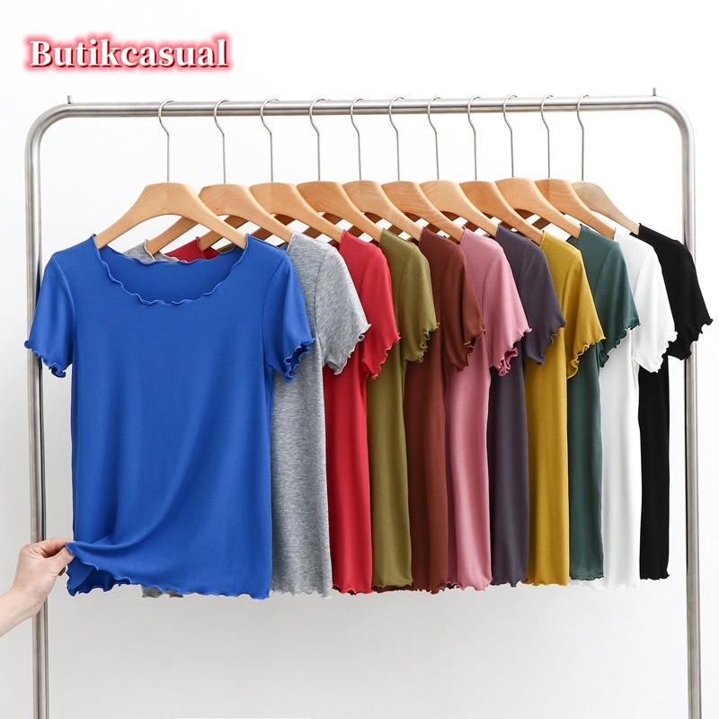 Ready Stock Women modal cotton t shirt Short Sleeve top tshirts Plain ...