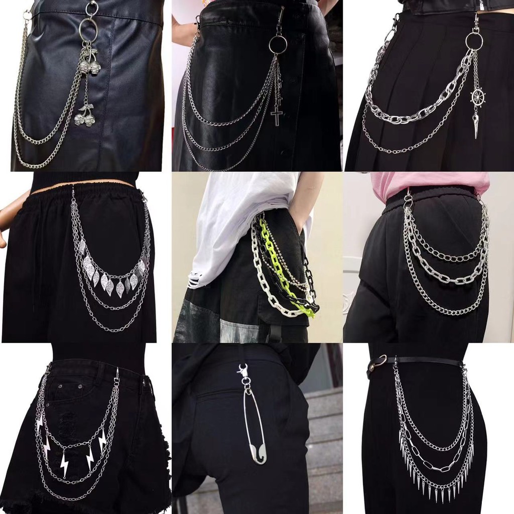 Hip-hip Punk Rivets Thick Layered Chains for Men Goth Style Skull Heads ...
