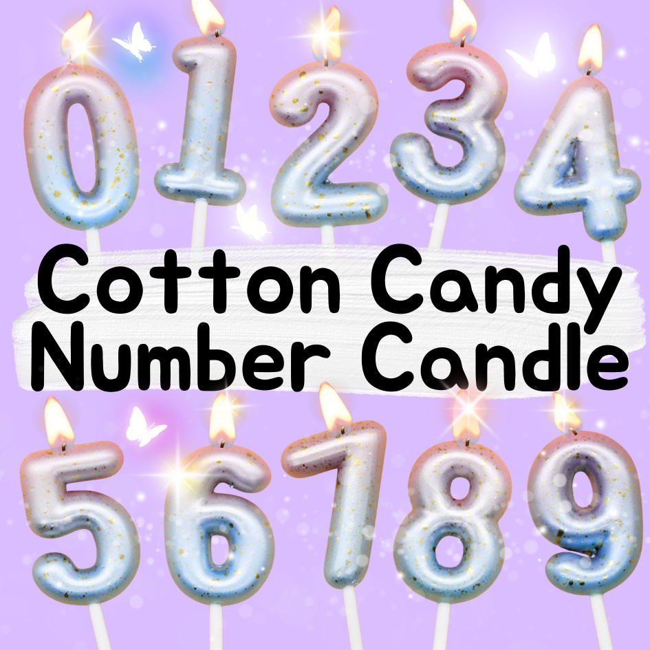[SG SELLER] Cotton Candy Number Candle for Birthday Cake Decoration ...