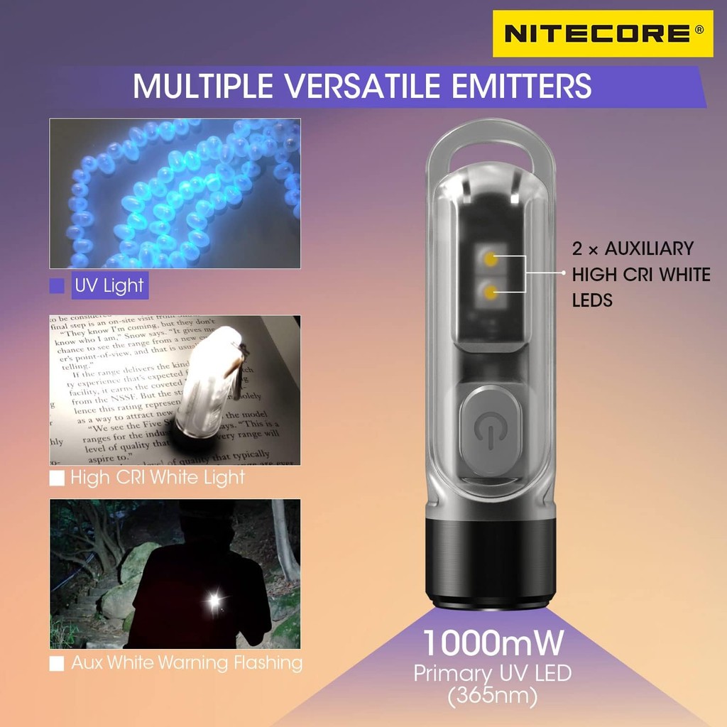 Nitecore Tiki UV 365nm Ultraviolet Keychain Flashlight USB-C ...
